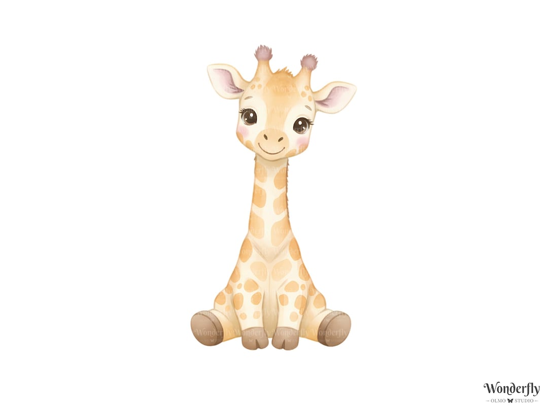 38 Watercolor Baby Giraffe Clipart Set: Animal Pngs for Nursery Art ...