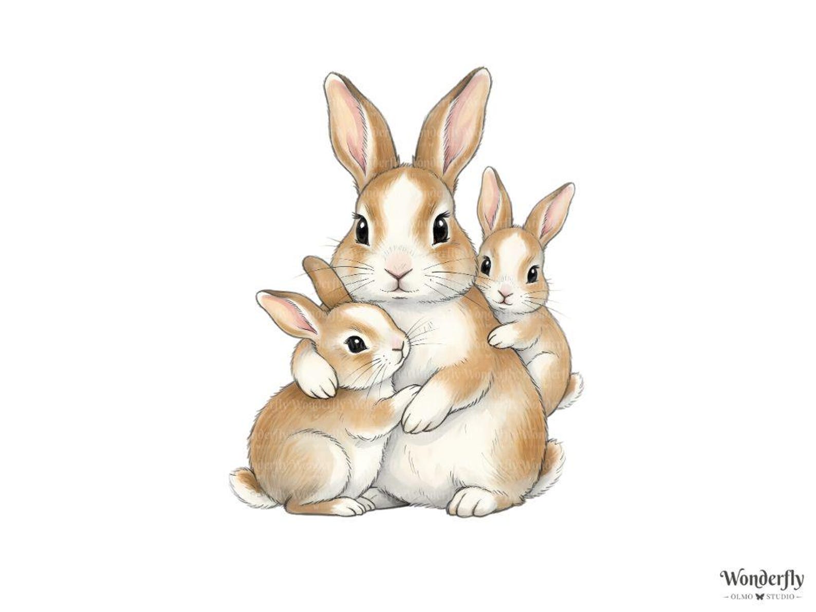 9 Rabbit Family Clipart: Watercolor Pngs (digital Download) - Etsy
