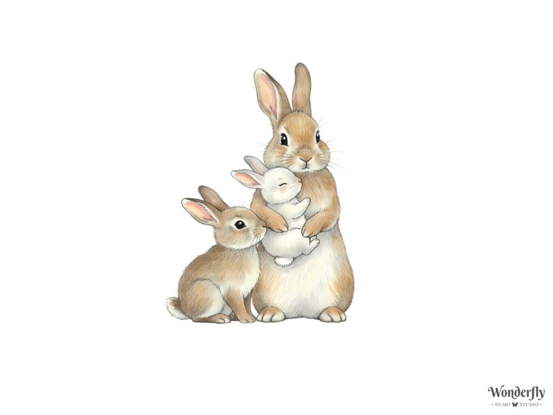 9 Rabbit Family Clipart: Watercolor Pngs (digital Download) - Etsy