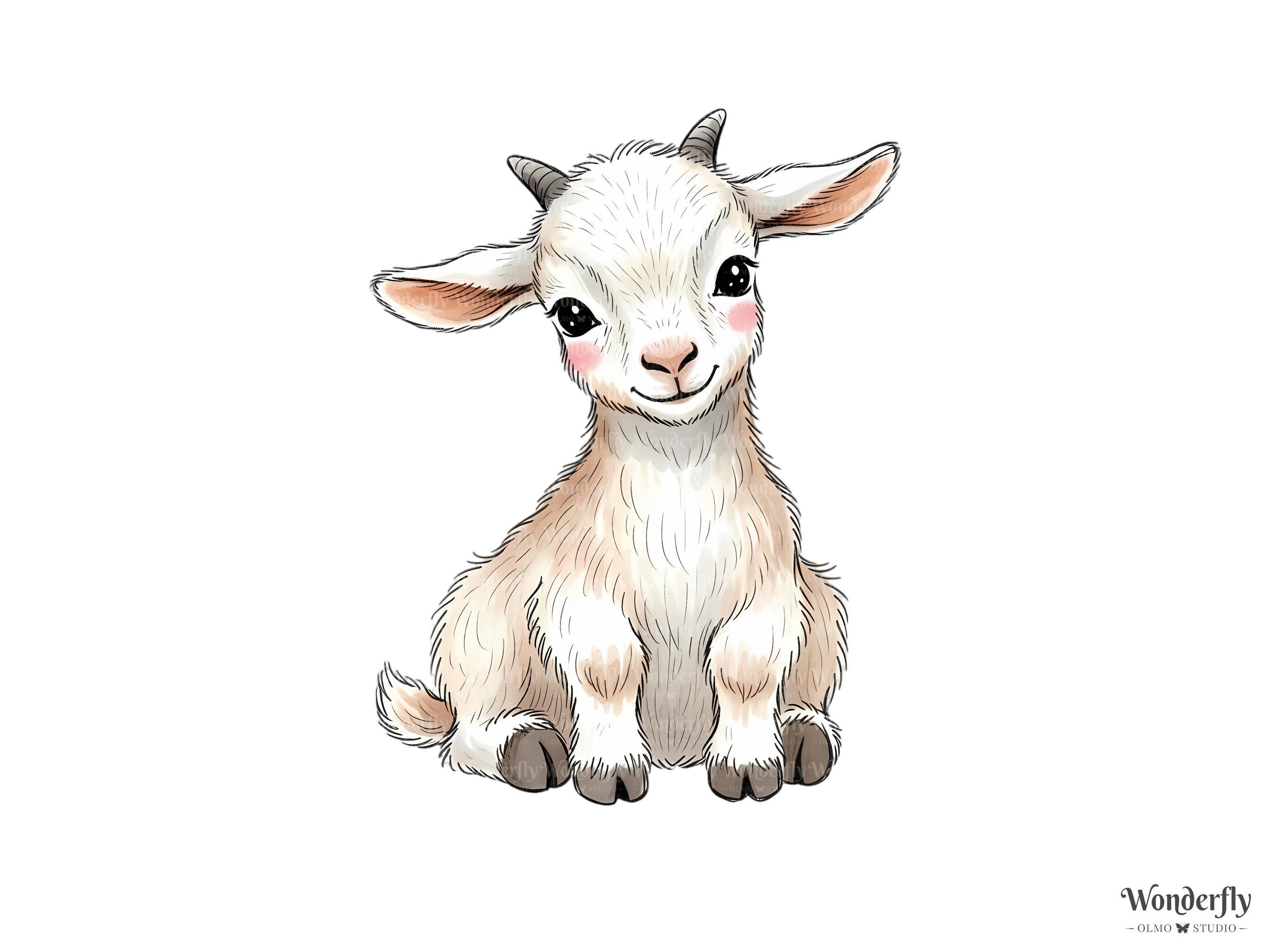 18 Whimsical Farm Animals (hatch Sketch Watercolor) Clipart ...