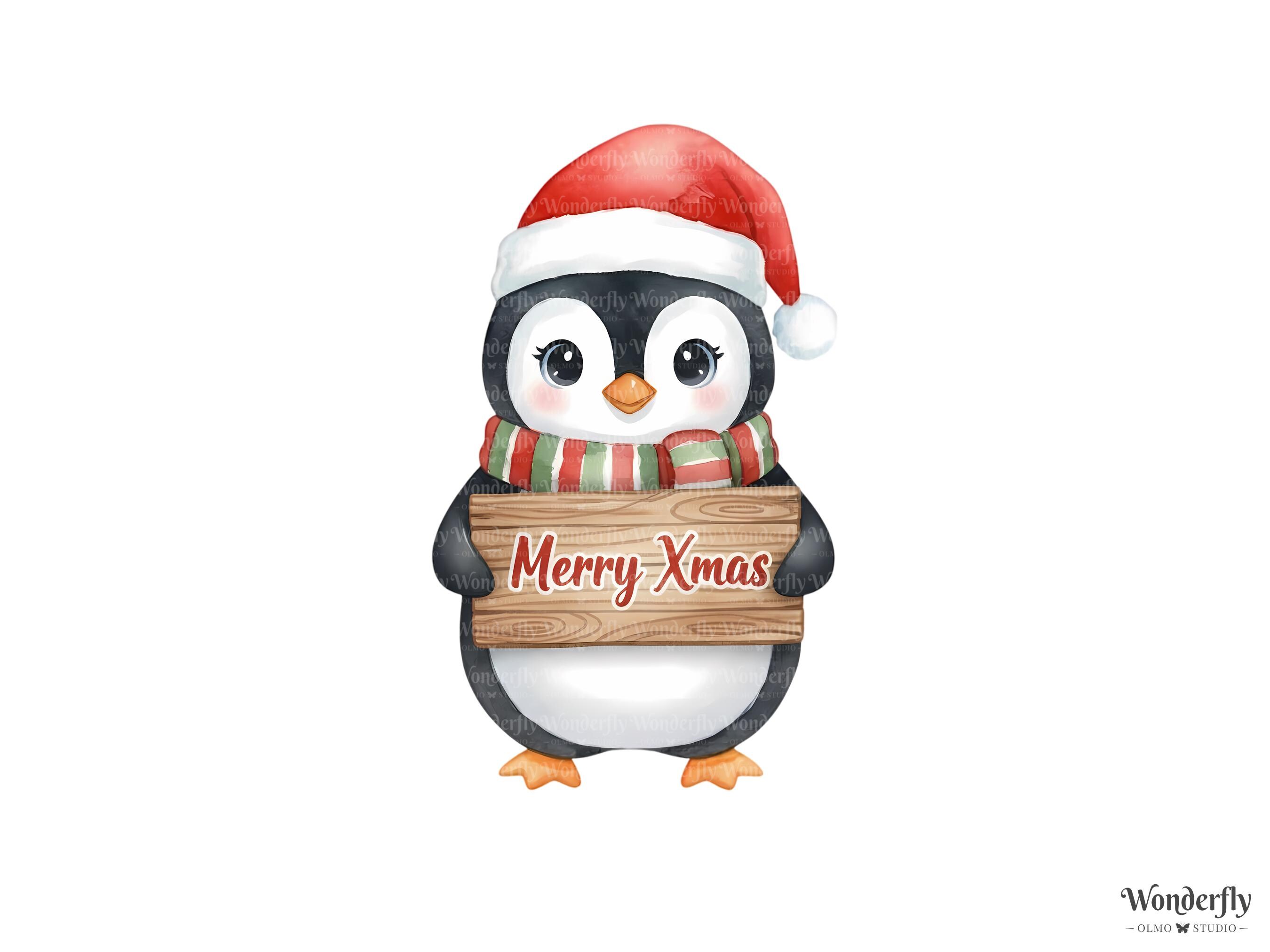 Sweet Christmas Penguin Clipart Set: 14 Festive Pngs for Winter Crafts ...