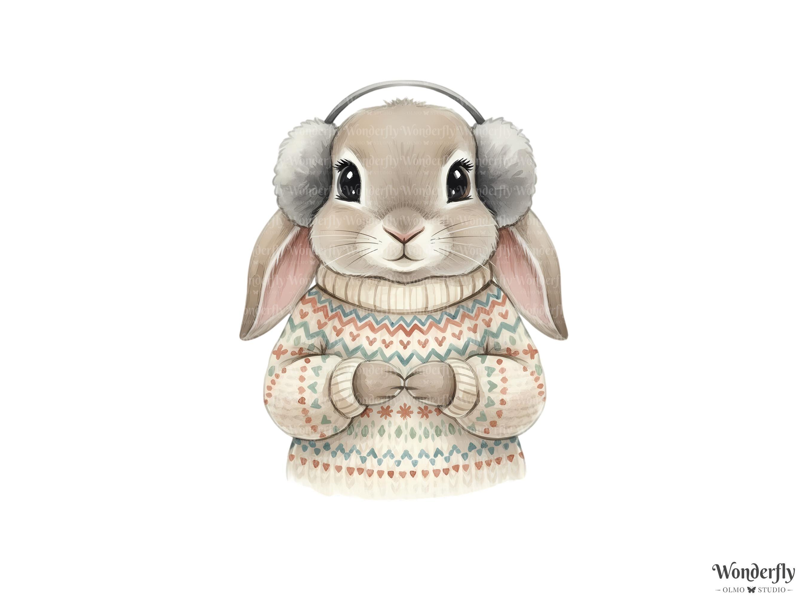 10 Dressed up Winter Bunny Clipart: Illustration Pngs (digital Download ...