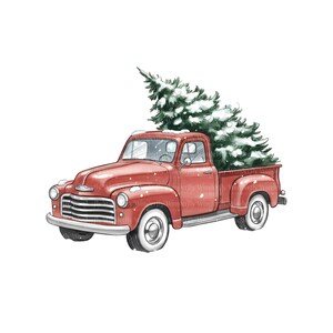 11 Pickup Truck Carrying Christmas Tree Clipart: Watercolor Pngs ...