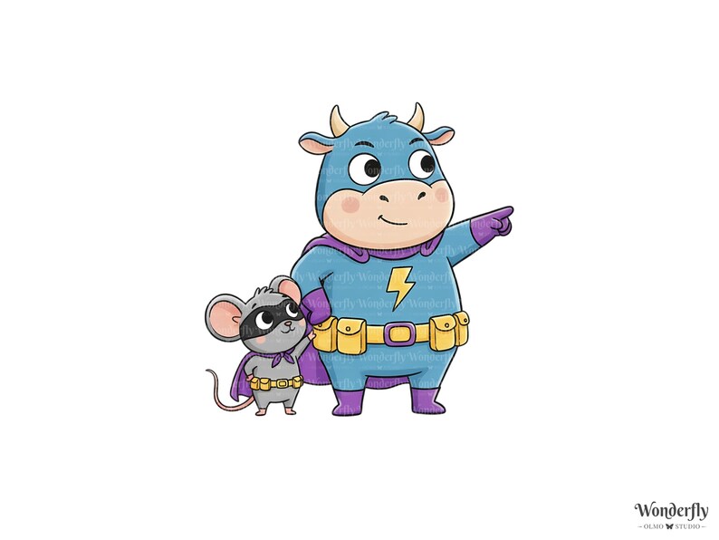11 Cartoon Superhero Cow Clipart: Graphic Pngs (digital Download) - Etsy