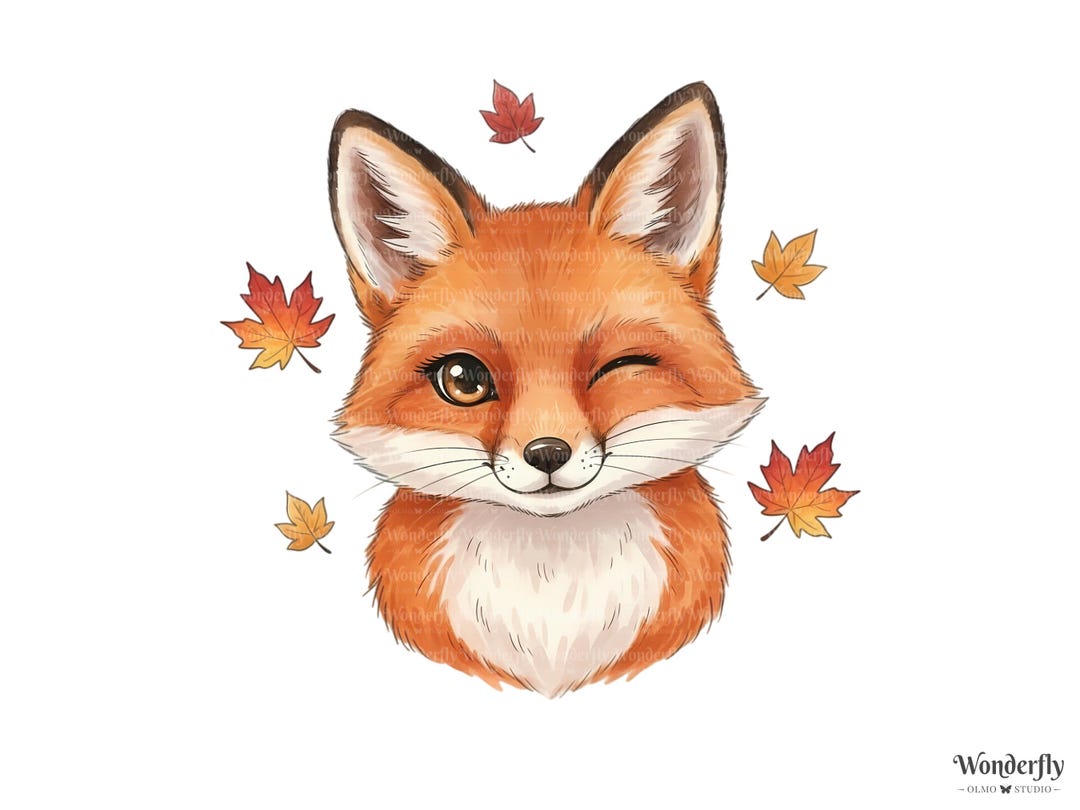 12 Fall Portrait of Winking Animals Clipart Set: Watercolor Pngs for ...