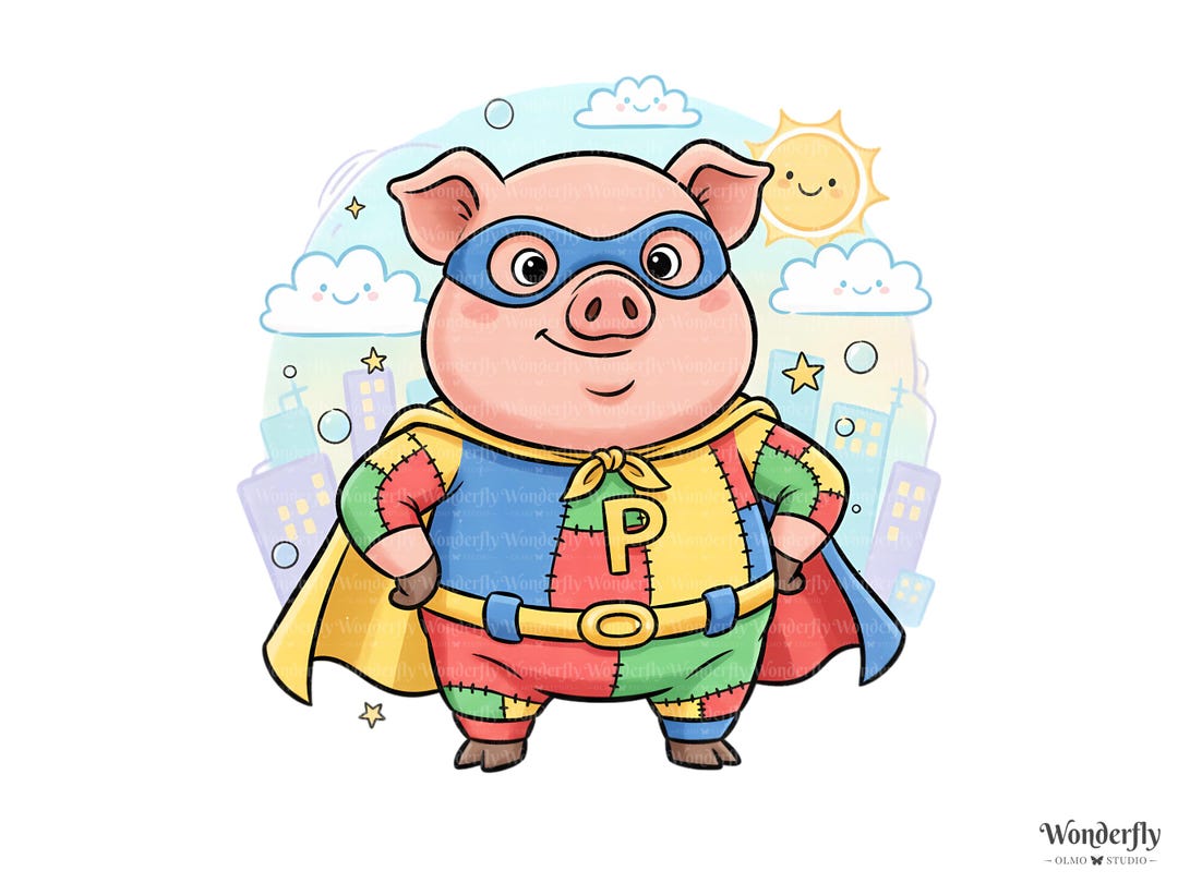 15 Cartoon Superhero Pig Clipart: Adventure Pngs (digital Download) - Etsy