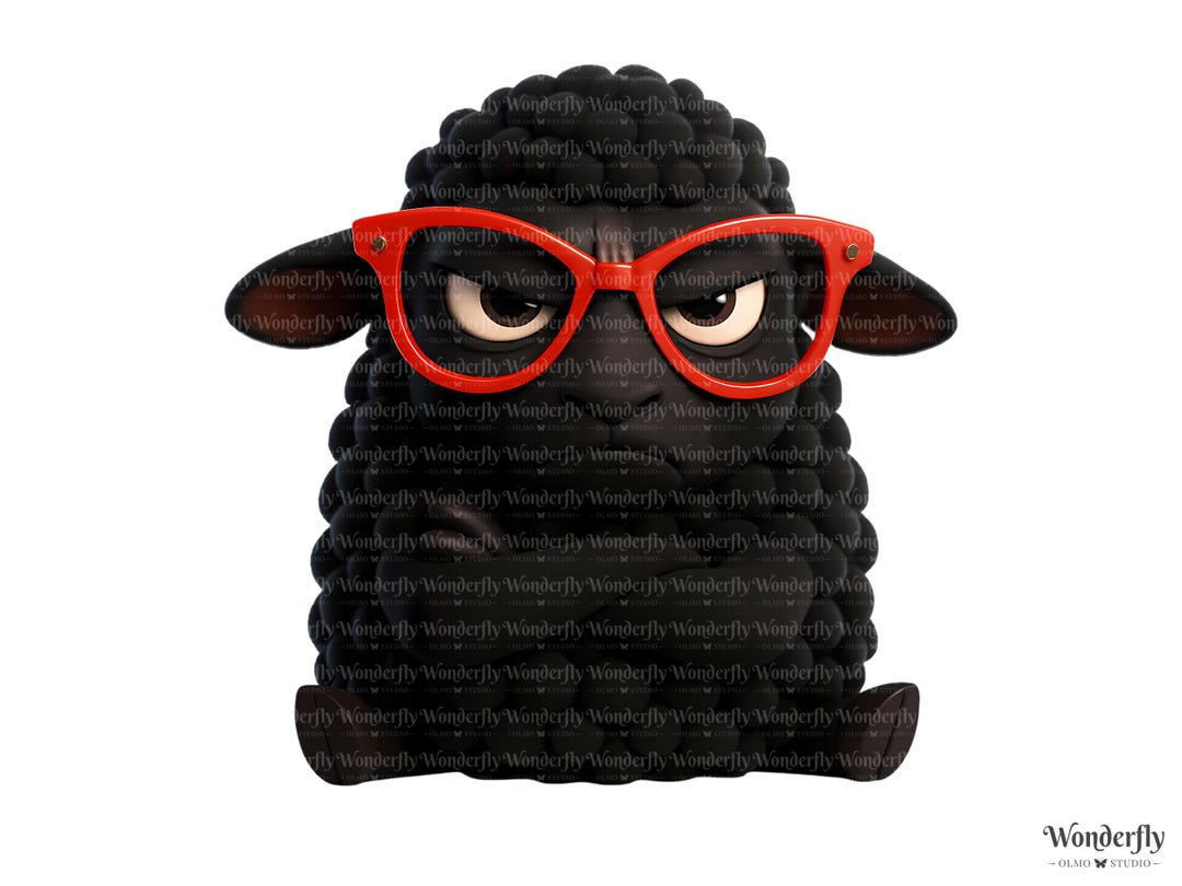 14 Black Sheep Clipart Set: Nerdy Cartoon Pngs for Stickers ...