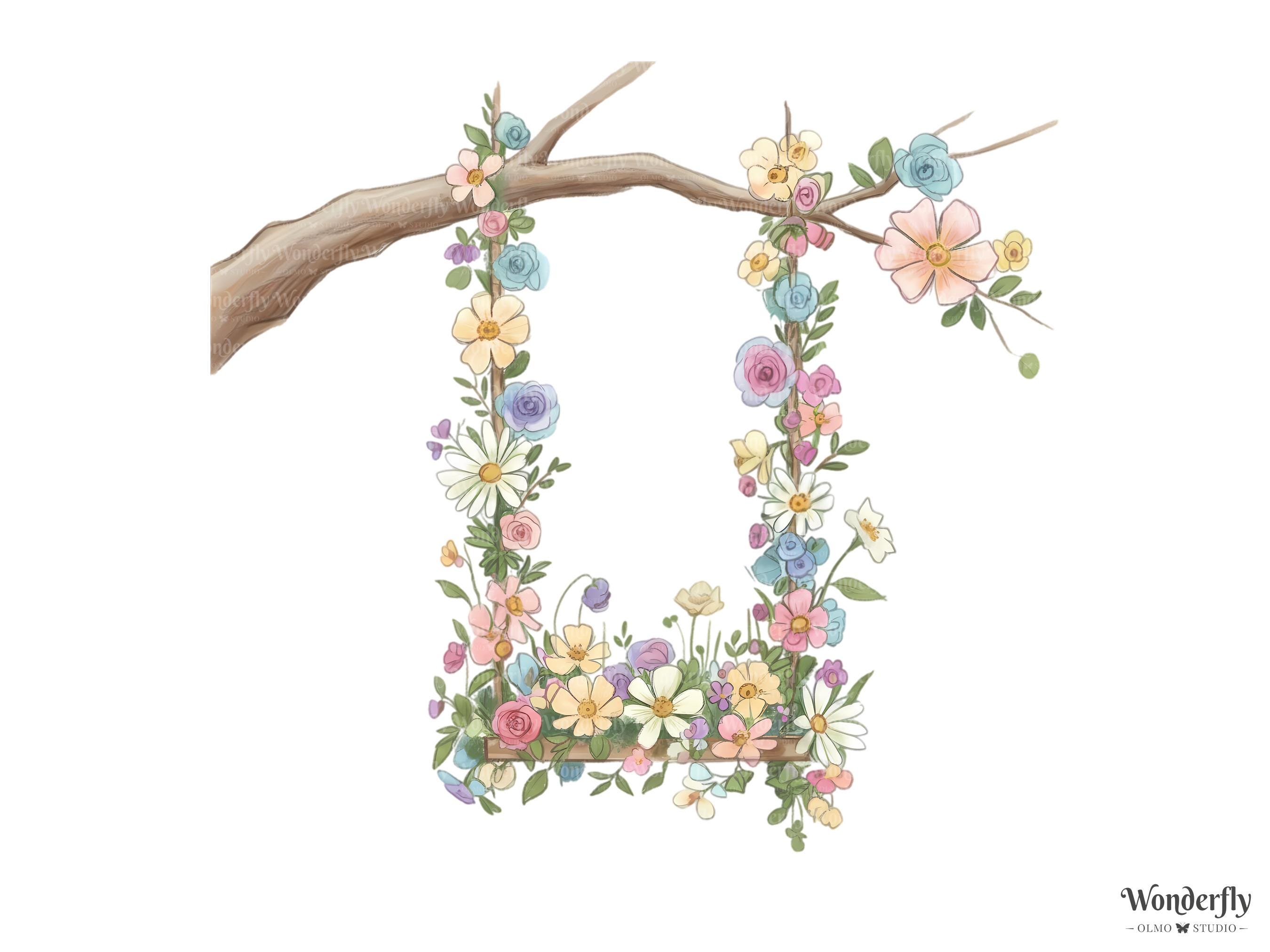 16 Floral Swing Clipart: Watercolor Pngs (digital Download) - Etsy
