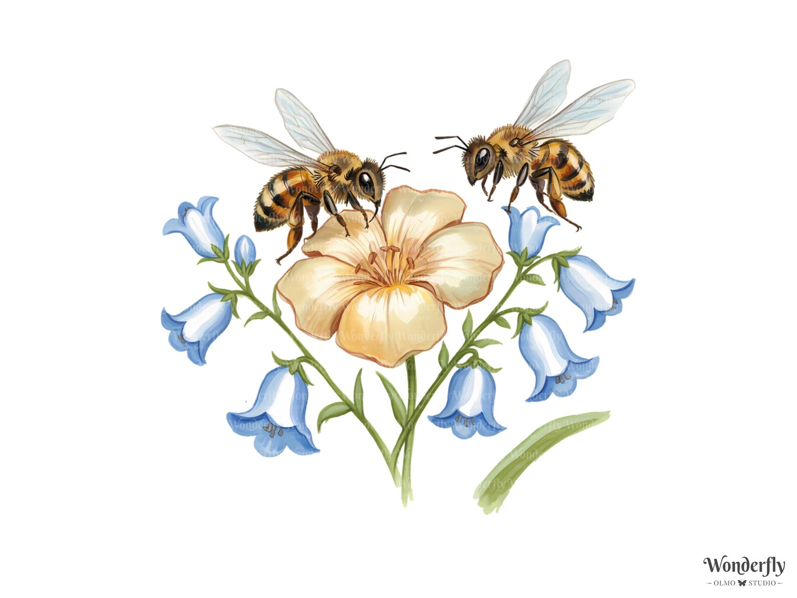 11 Bees in Flowers Clipart: Watercolor Pngs (digital Download) - Etsy