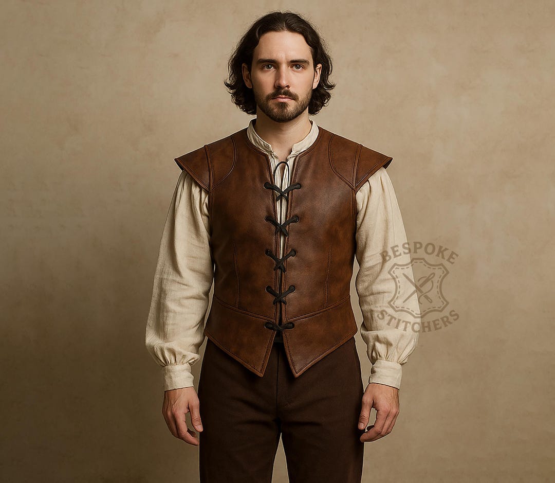 Handmade Men’s Medieval Leather Vest | Renaissance Faire Lace-up ...