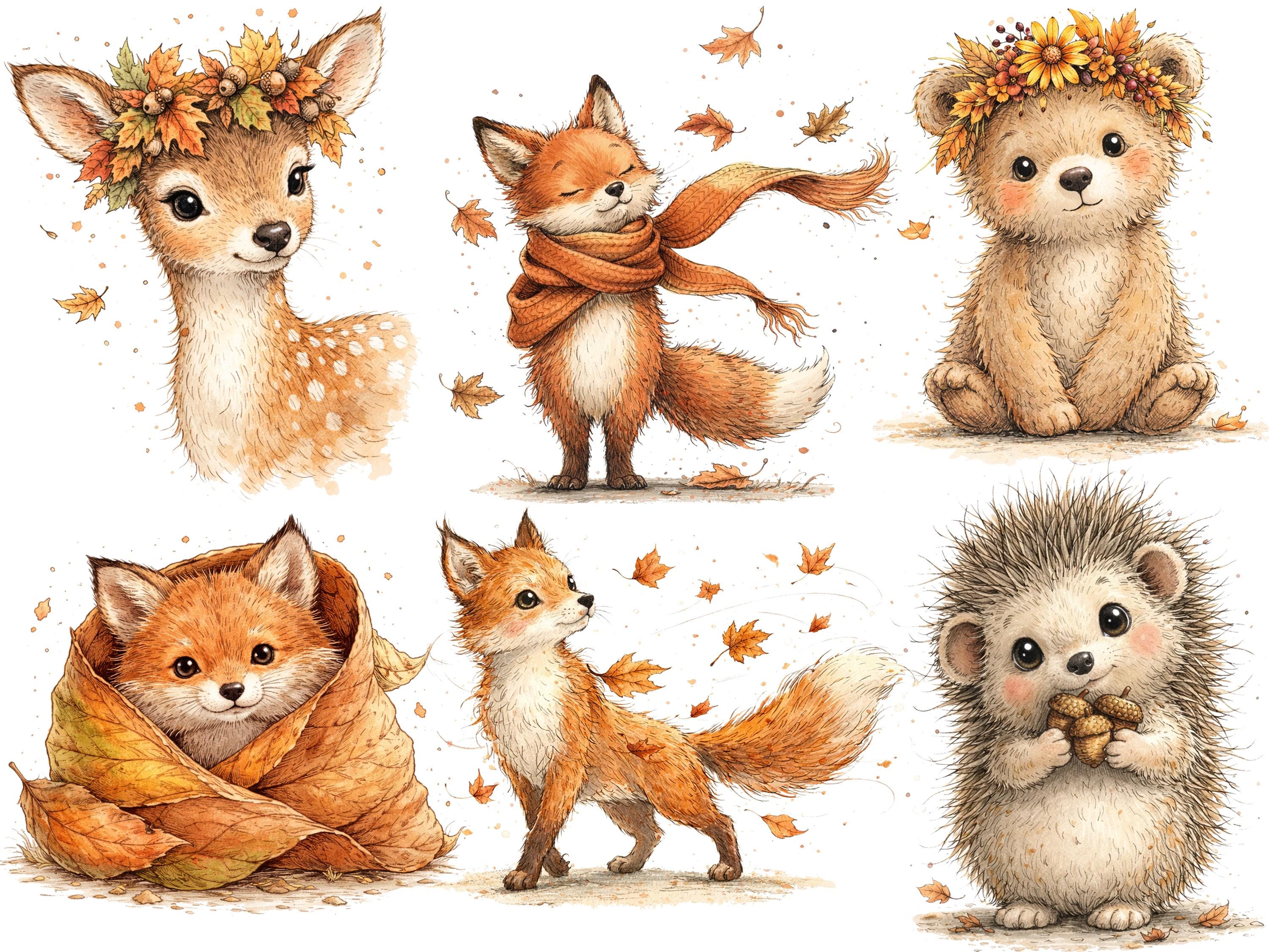 Autumn Woodland Animals Clipart Bundle, Cute Fall Forest Animals ...