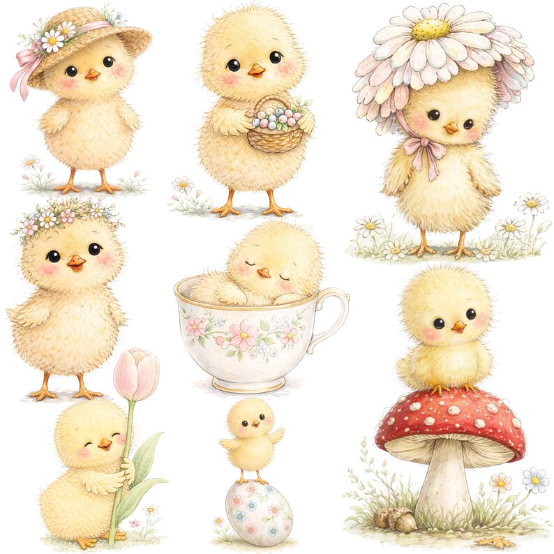 Cute Easter Chick Clipart Bundle, Baby Chicks PNG, Spring Easter Chick ...