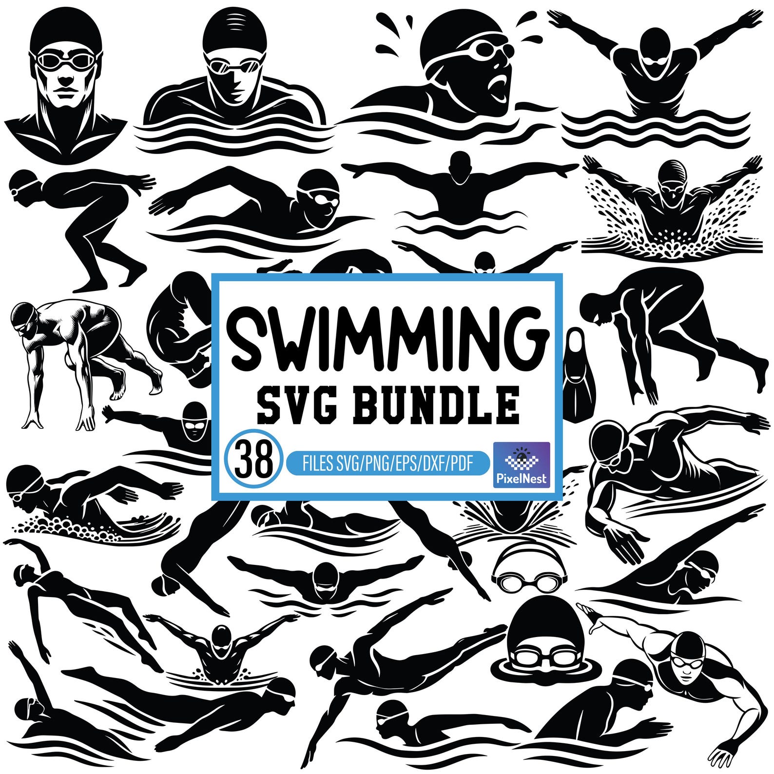 Swimming SVG Bundle, Water Sports Svg, Swimmer PNG Files, Swim Vibes ...