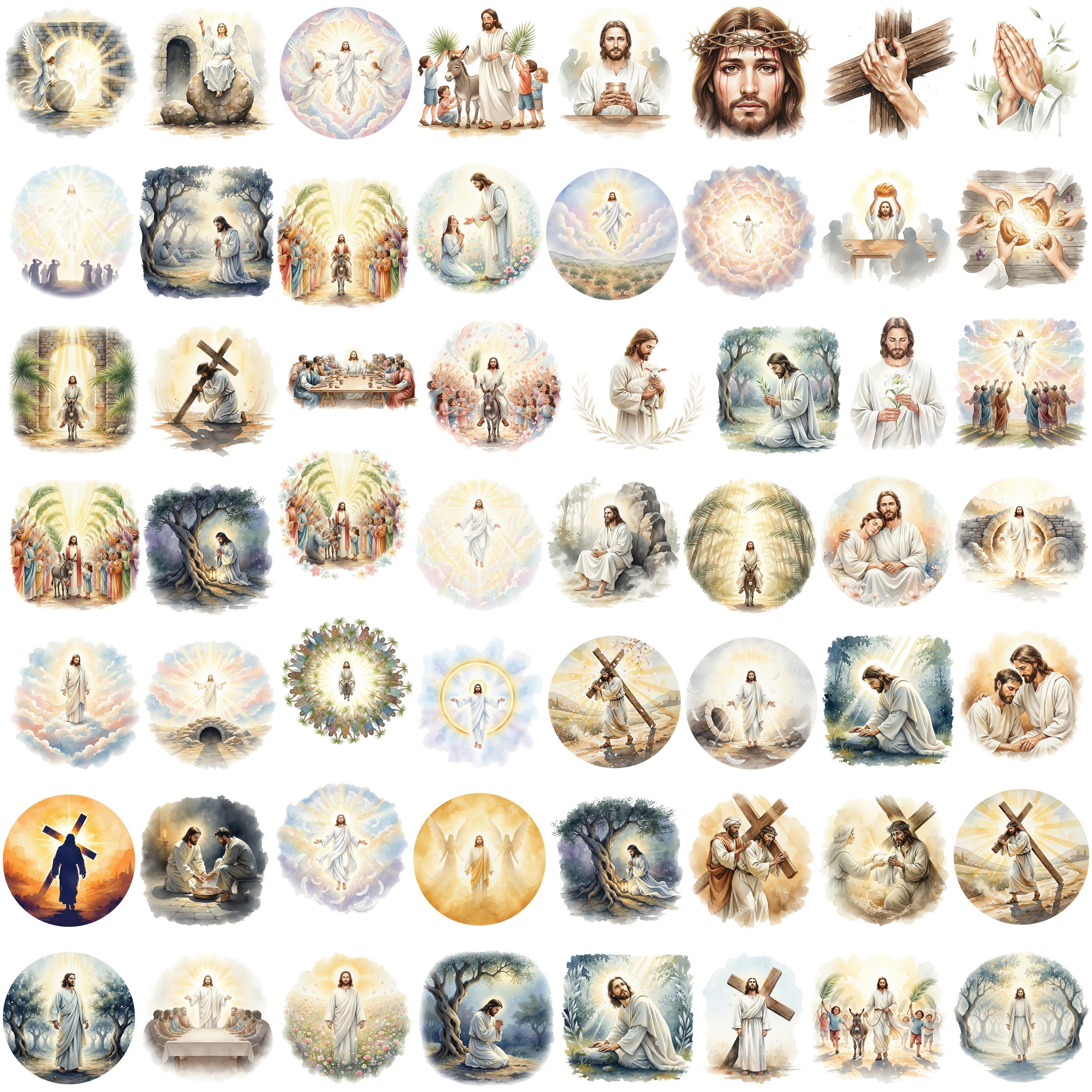 Easter Jesus Watercolor Clipart Bundle, Christian Resurrection PNG ...