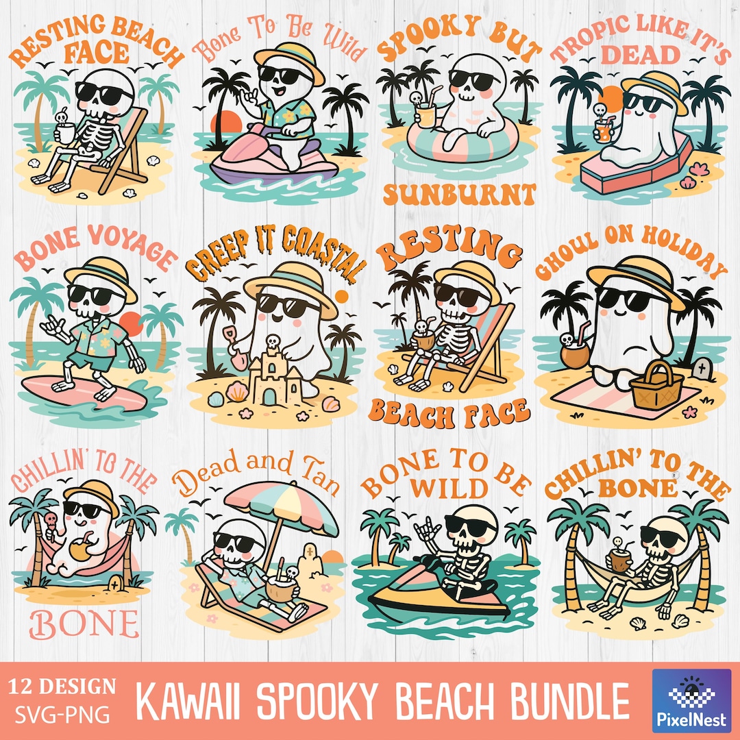Spooky Summer Horror Shirt PNG, Kawaii Spooky Beach Vibes Clipart ...