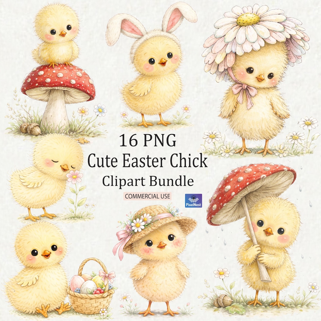 Cute Easter Chick Clipart Bundle, Baby Chicks PNG, Spring Easter Chick ...