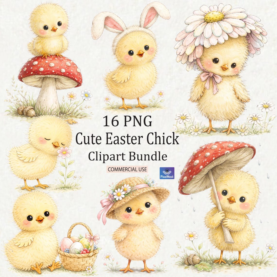 Cute Easter Chick Clipart Bundle, Baby Chicks PNG, Spring Easter Chick ...