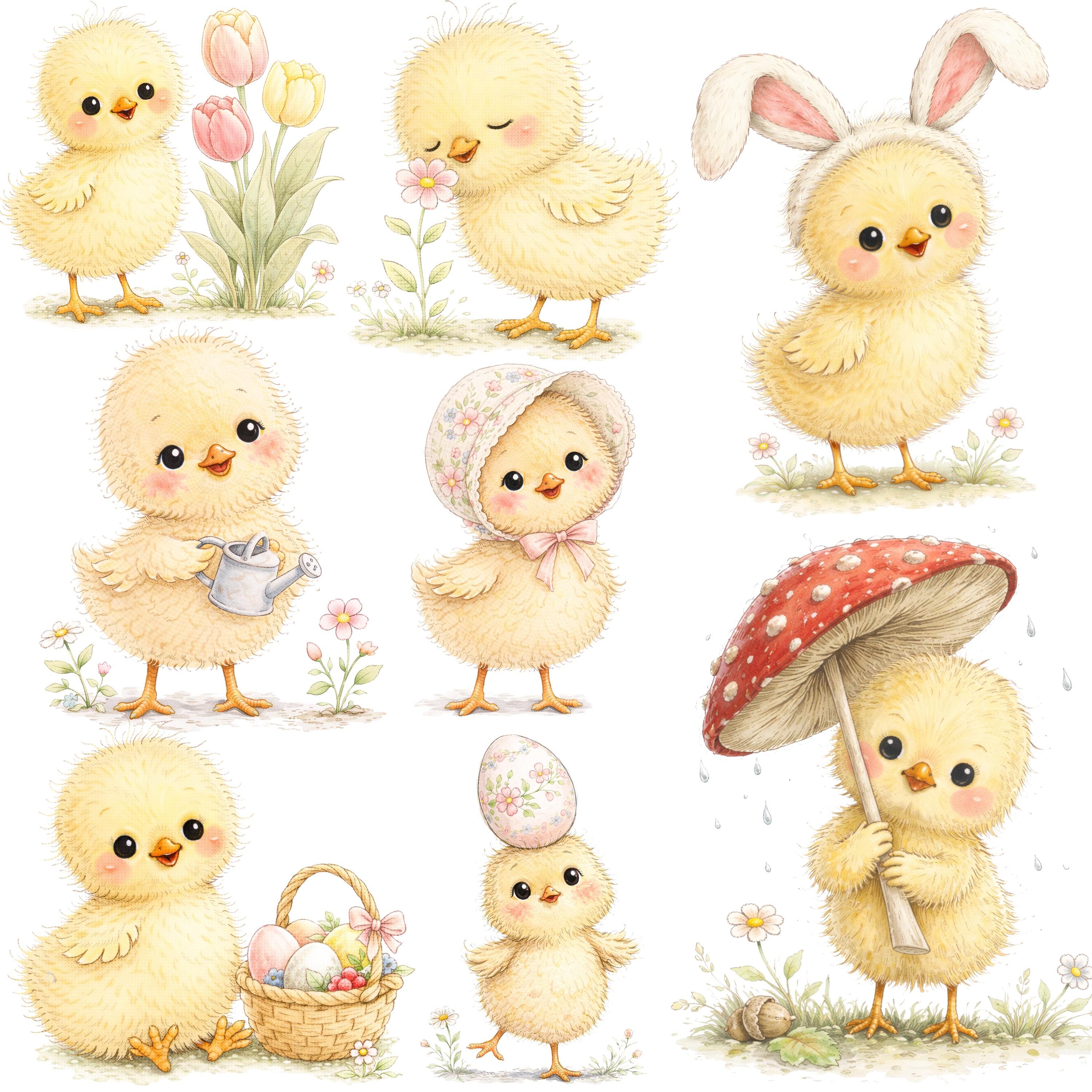 Cute Easter Chick Clipart Bundle, Baby Chicks PNG, Spring Easter Chick ...