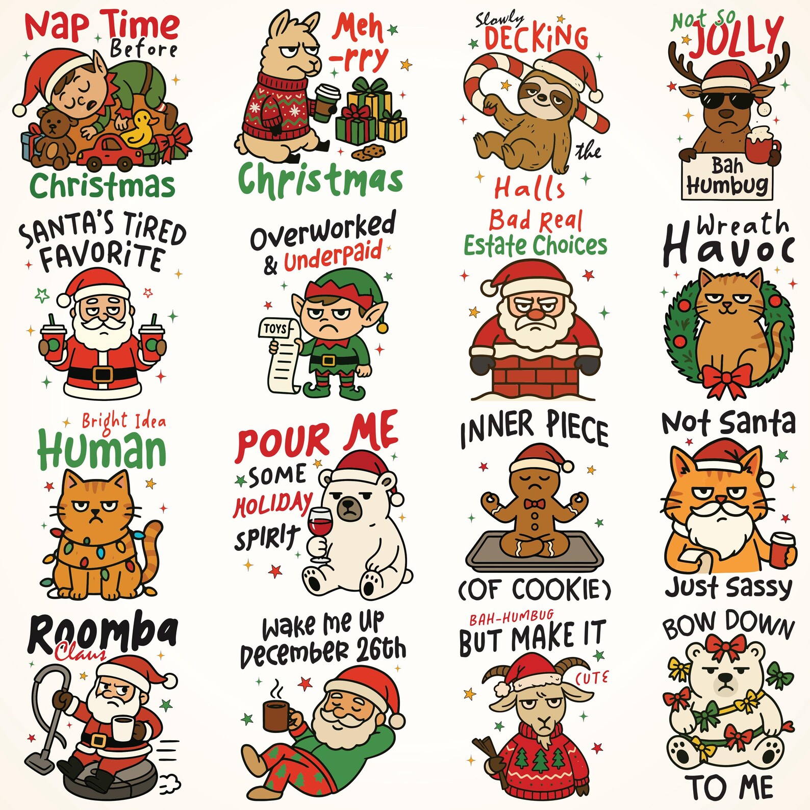 Funny Christmas PNG Bundle, Sarcastic Holiday Quotes Shirt PNG, Funny ...