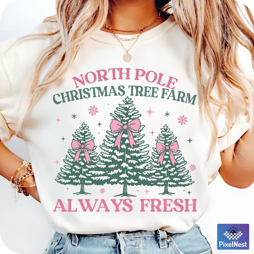 North Pole Christmas Tree Farm PNG, Retro Always Fresh Christmas Trees ...