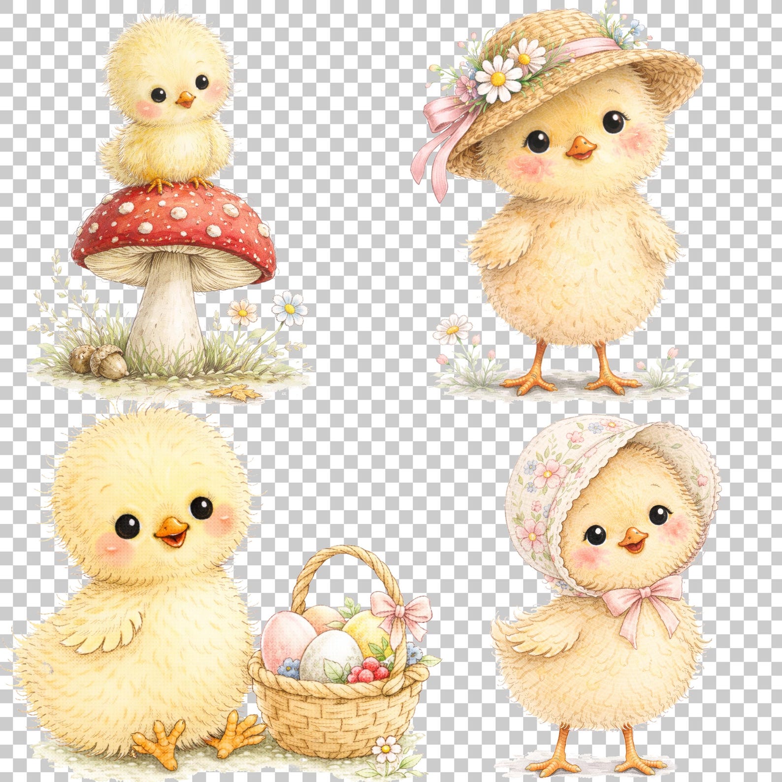 Cute Easter Chick Clipart Bundle, Baby Chicks PNG, Spring Easter Chick ...