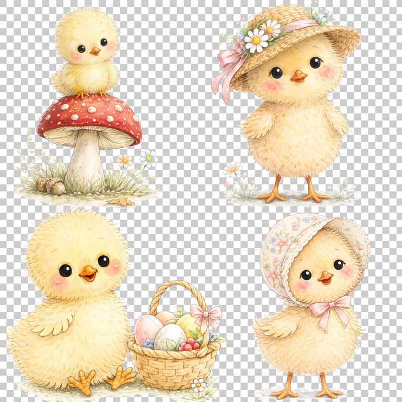 Cute Easter Chick Clipart Bundle, Baby Chicks PNG, Spring Easter Chick ...