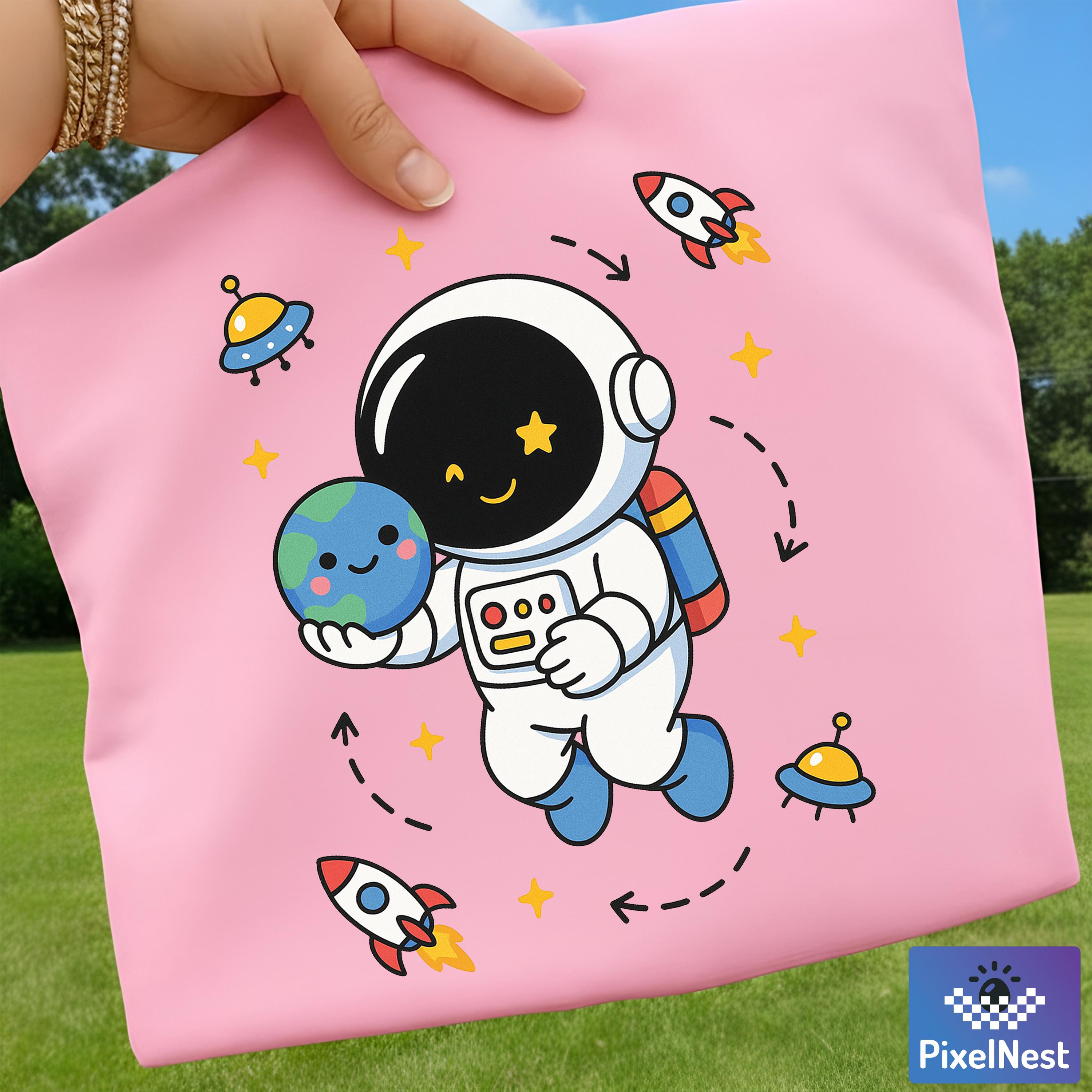 Cute Space Astronaut Clipart Bundle, Kawaii Space Pngs, Galaxy Kids ...