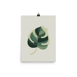 Monstera Cat Hug - Art Print - Etsy