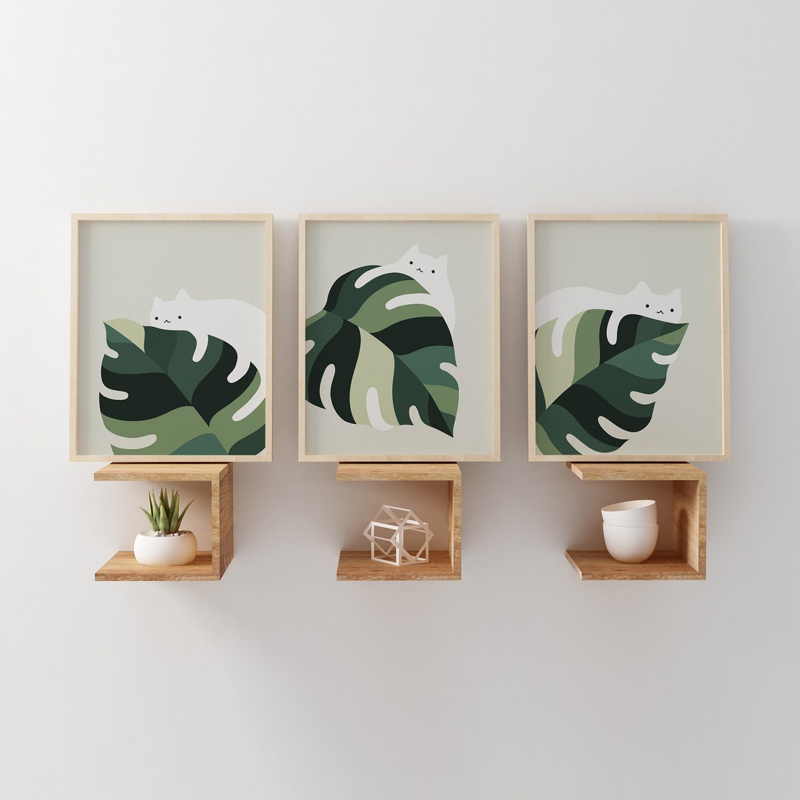 Cat and Plant 12B Art Print | Etsy