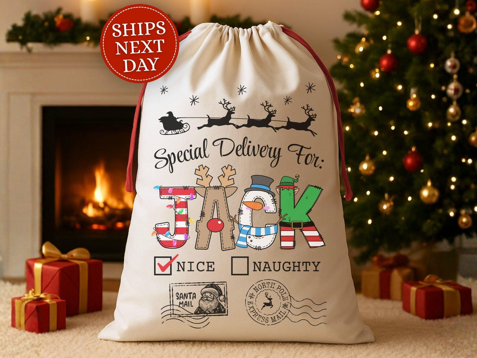 Personalized Santa Sack: Custom Kid's Special Delivery Santa Gift Sack ...