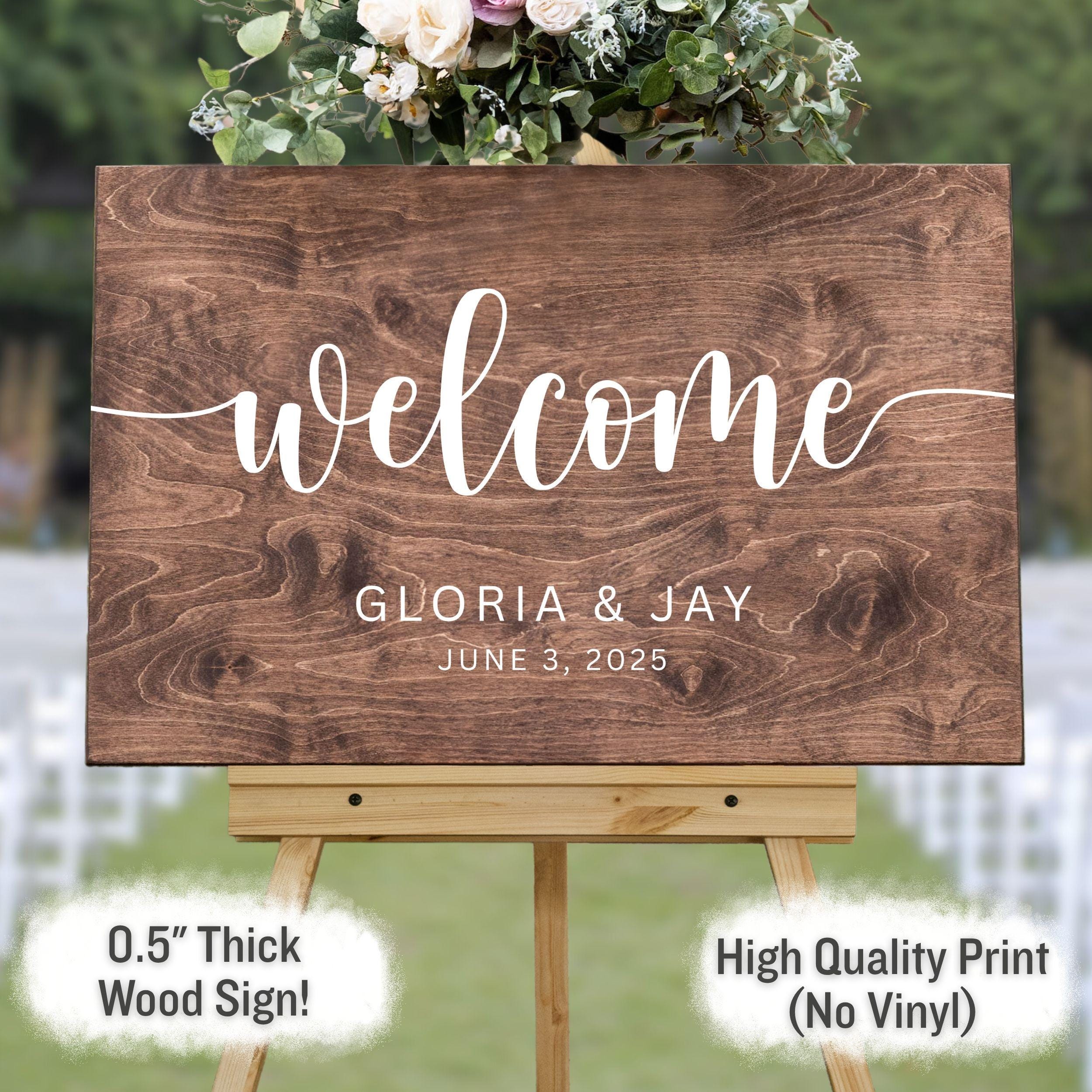 Wedding Welcome Sign, Custom Wood Welcome Sign With Couple's Names and ...