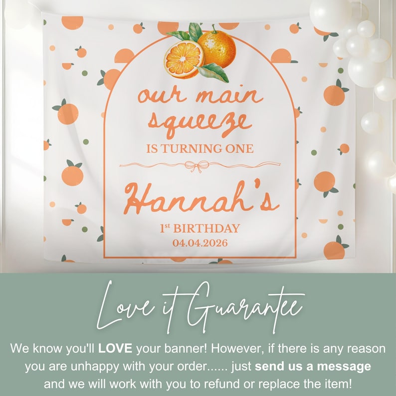 Citrus Theme Birthday Banner, Custom Orange Theme Tapestry Decor for ...