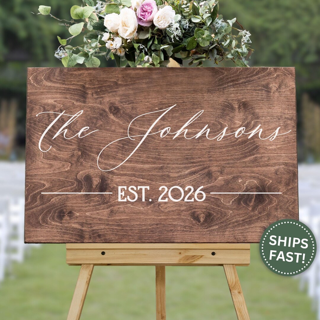 Last Name Est Wedding Sign, Custom Family Name Sign With Established ...