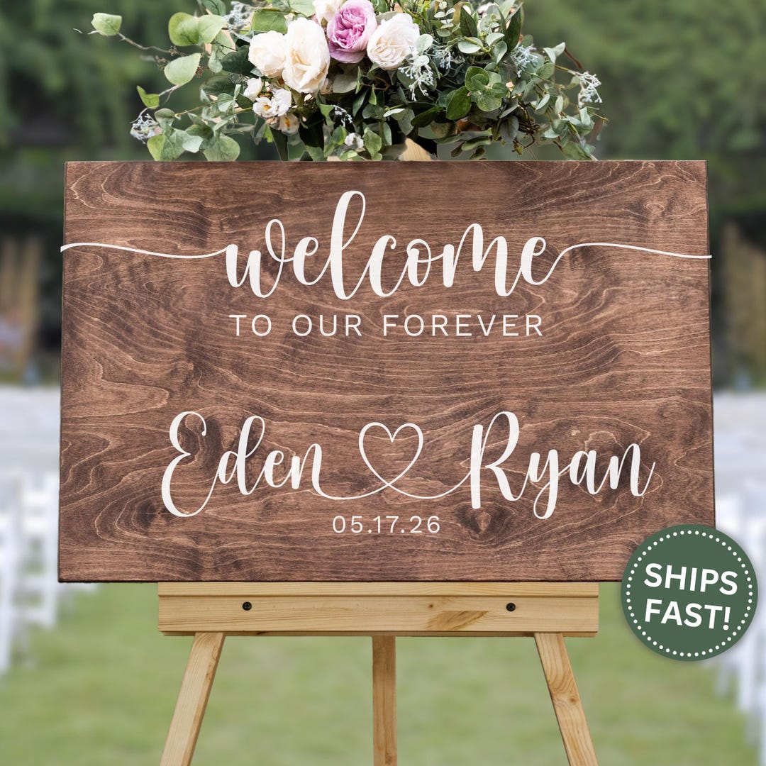 Welcome to Our Forever Sign, Custom Wedding Sign With Names and Date ...