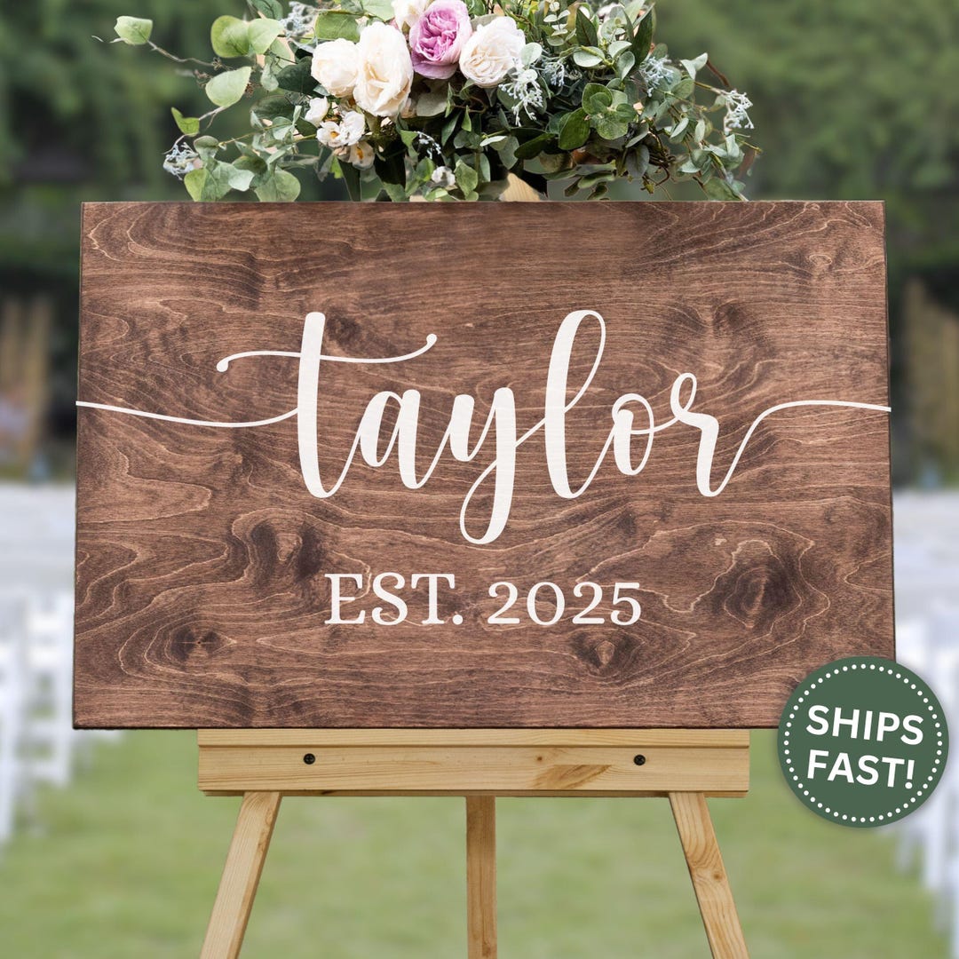 Last Name Established Sign, Custom Family Name Welcome Sign With Est ...