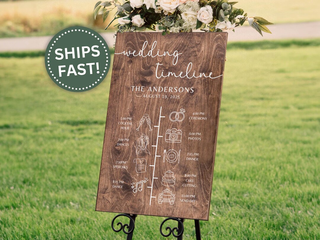 Wedding Timeline Sign Custom Wedding Ceremony Sign Personalized Wedding ...