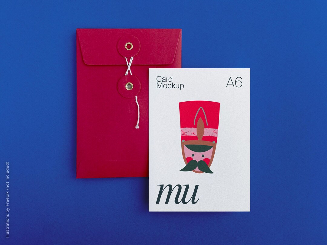 Greeting Card Mockup: Vertical A6, Customizable Background Color, Red ...