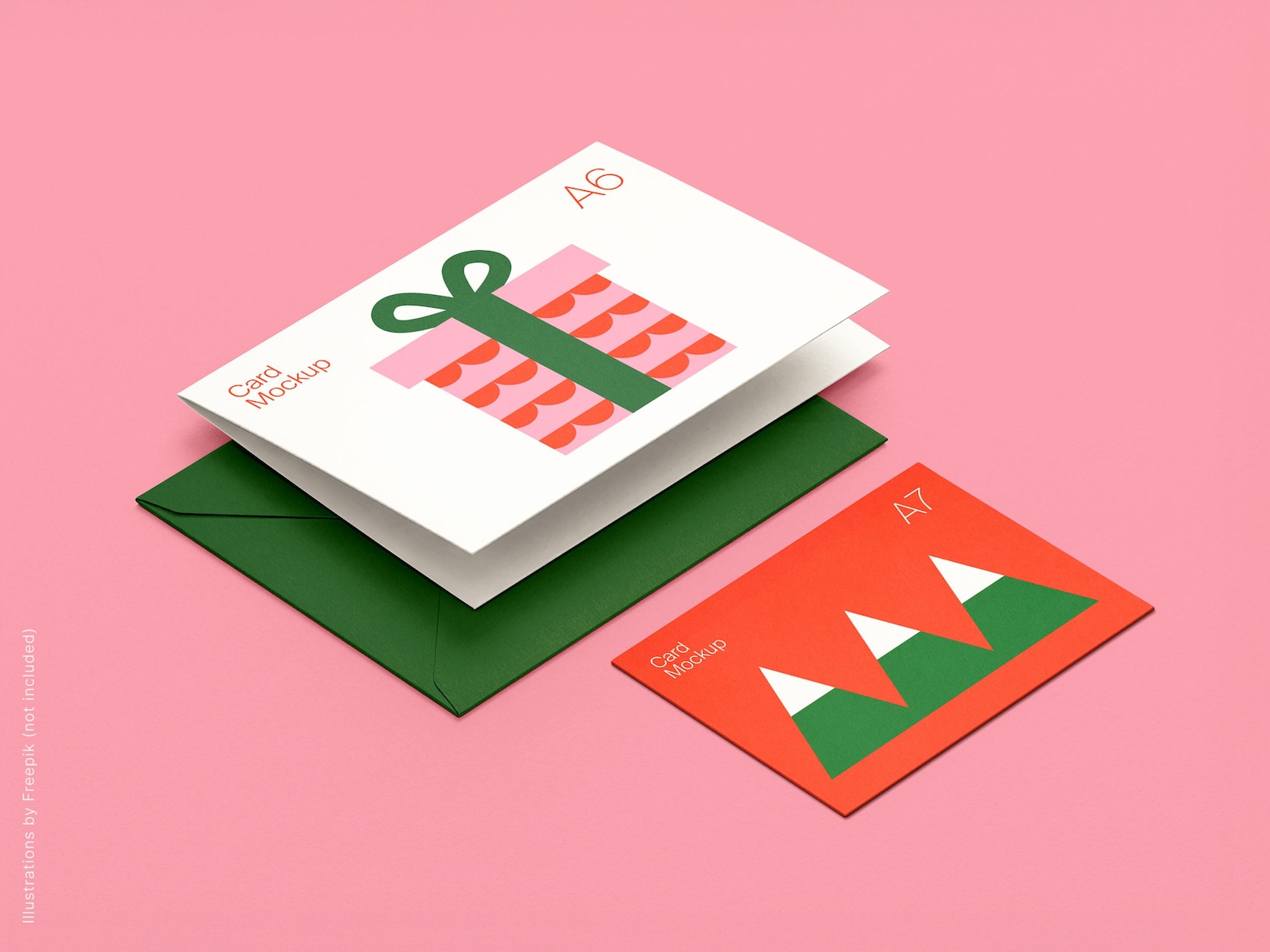 A6 Folded Card Mockup With A7 Insert: Customizable Color Envelope ...