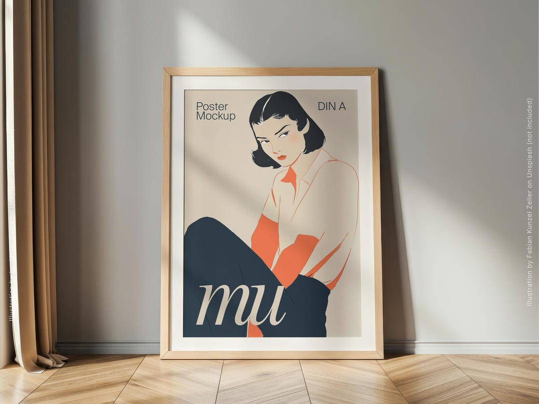 Wooden Frame Poster Mockup: Vertical Wall Art Mockup, Passe Partout Mat ...