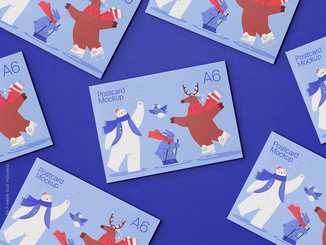 Multiple Scattered Card Mockup: Flat-lay Greeting Card Set Mockup for ...