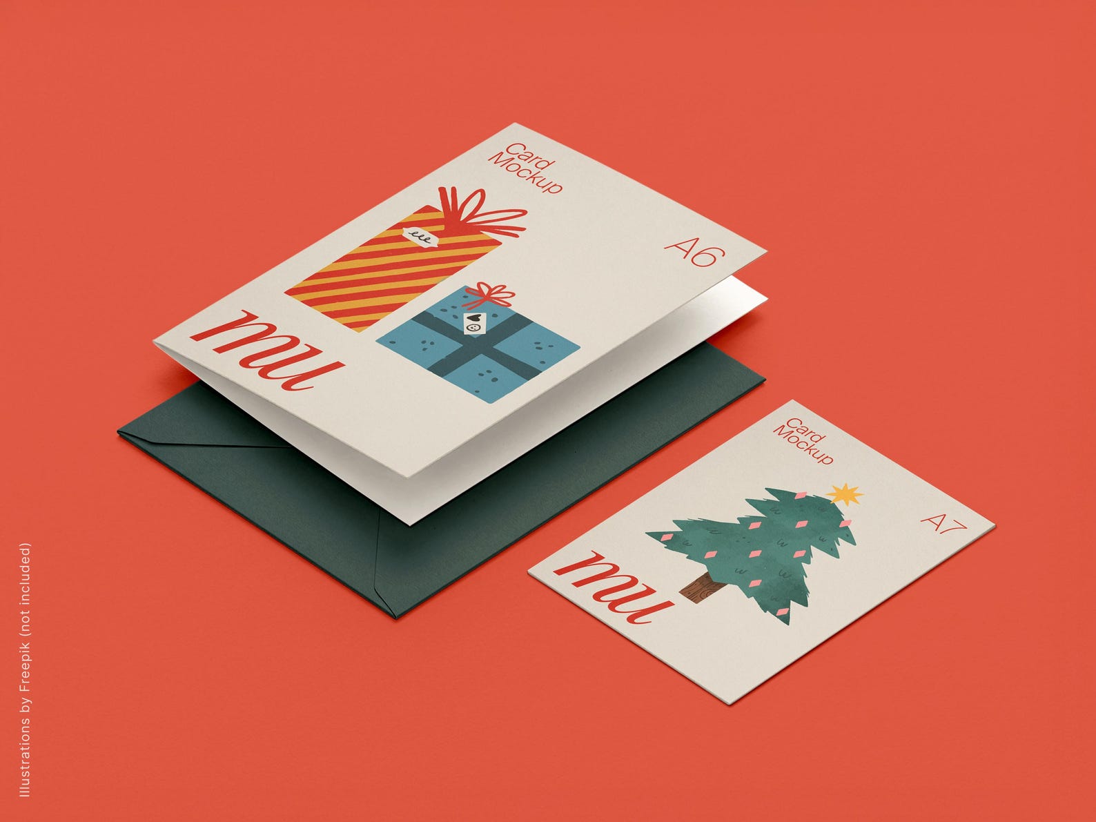 A6 Folded Card Mockup With A7 Insert: Customizable Color Envelope ...