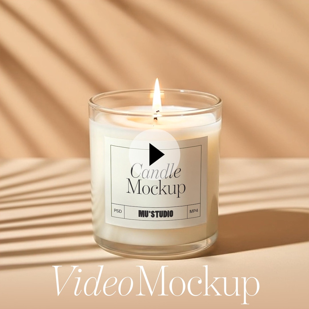 Animated Soy Candle Video Mockup. PSD Smart Object. Looping Video of ...