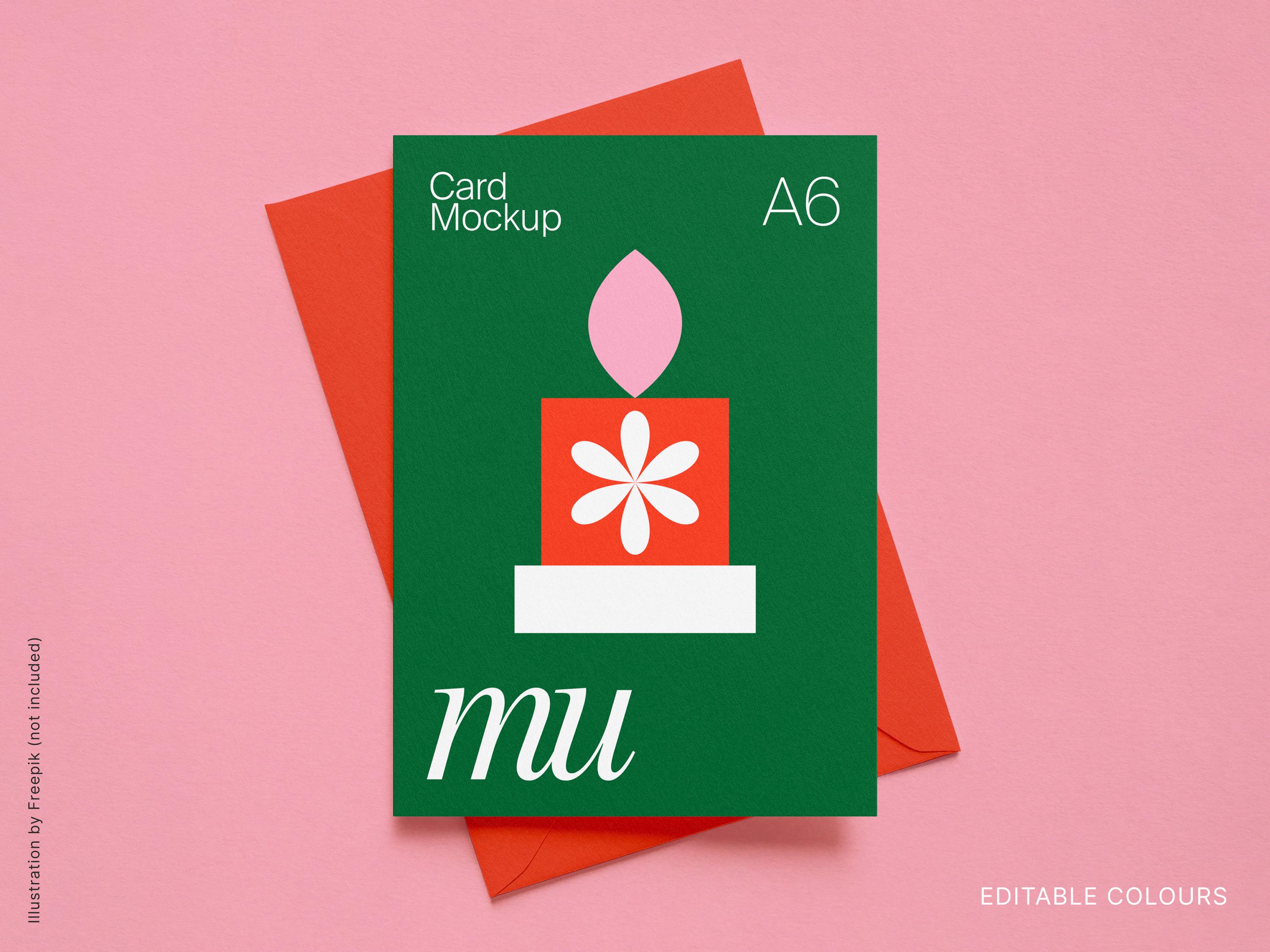 A6 Greeting Card Mockup: Customizable Envelope and Editable Background ...