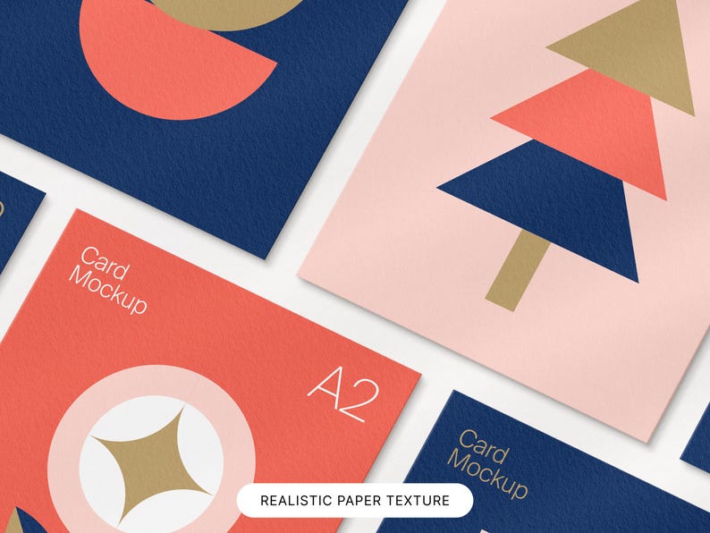 A2 Multiple Card Mockup: Flat-lay Greeting Card Set for Photoshop ...