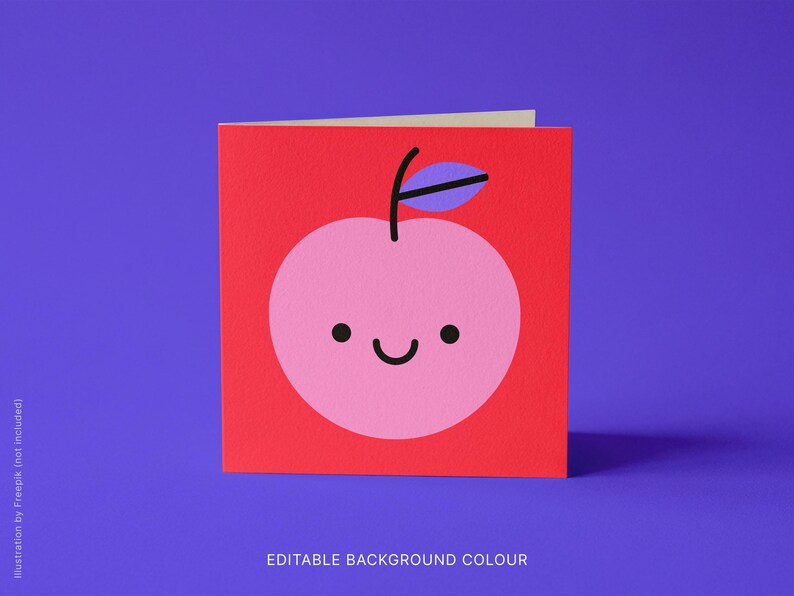 Square Folded Card Mockup: Customizable Color Background, Valentines ...