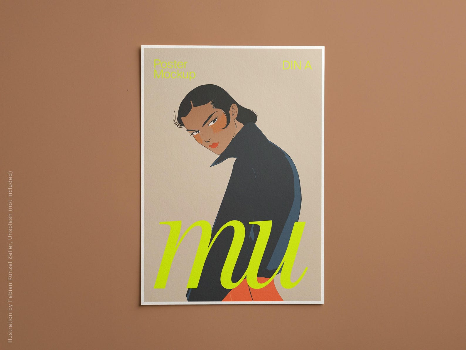 Unframed Vertical Poster Mockup With Editable Background Color: Simple ...