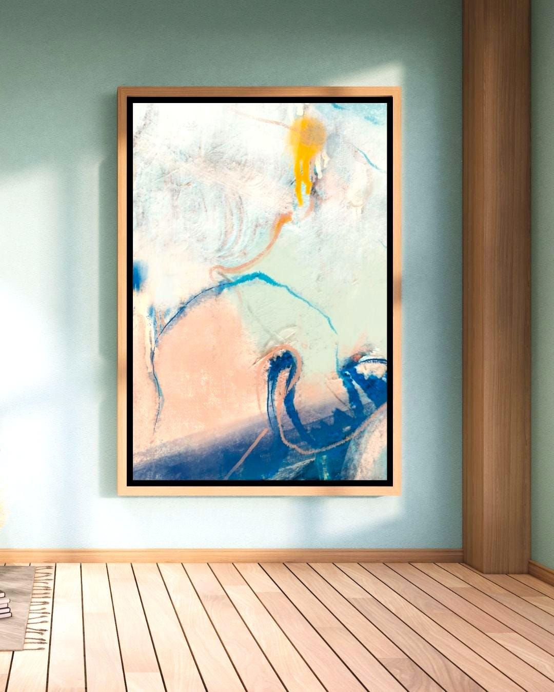 Ice Blue Abstract Art Print: Modern Minimalist Healing Wall Decor ...