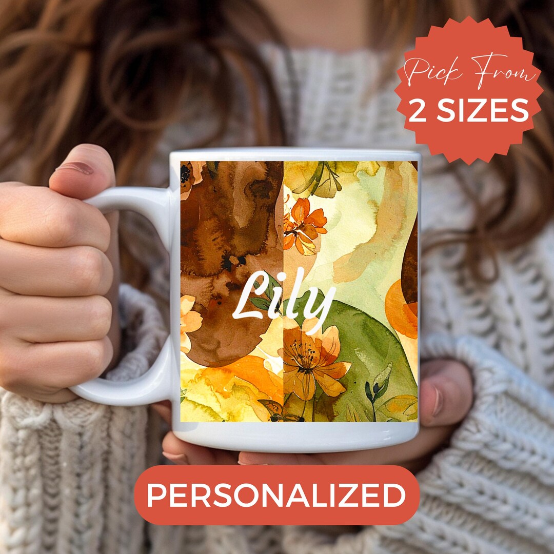 Personalized Mug With Subtle Autumn Leaves Autumn Décor Gift, Cozy Hot ...