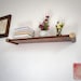 Modern Floating Wall Shelf Solid Wood With Brass End Caps, Mid Century ...