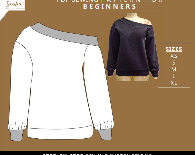 One Shoulder Top PDF Sewing Pattern | Asymmetrical Winter Shirt | A4/a0 ...